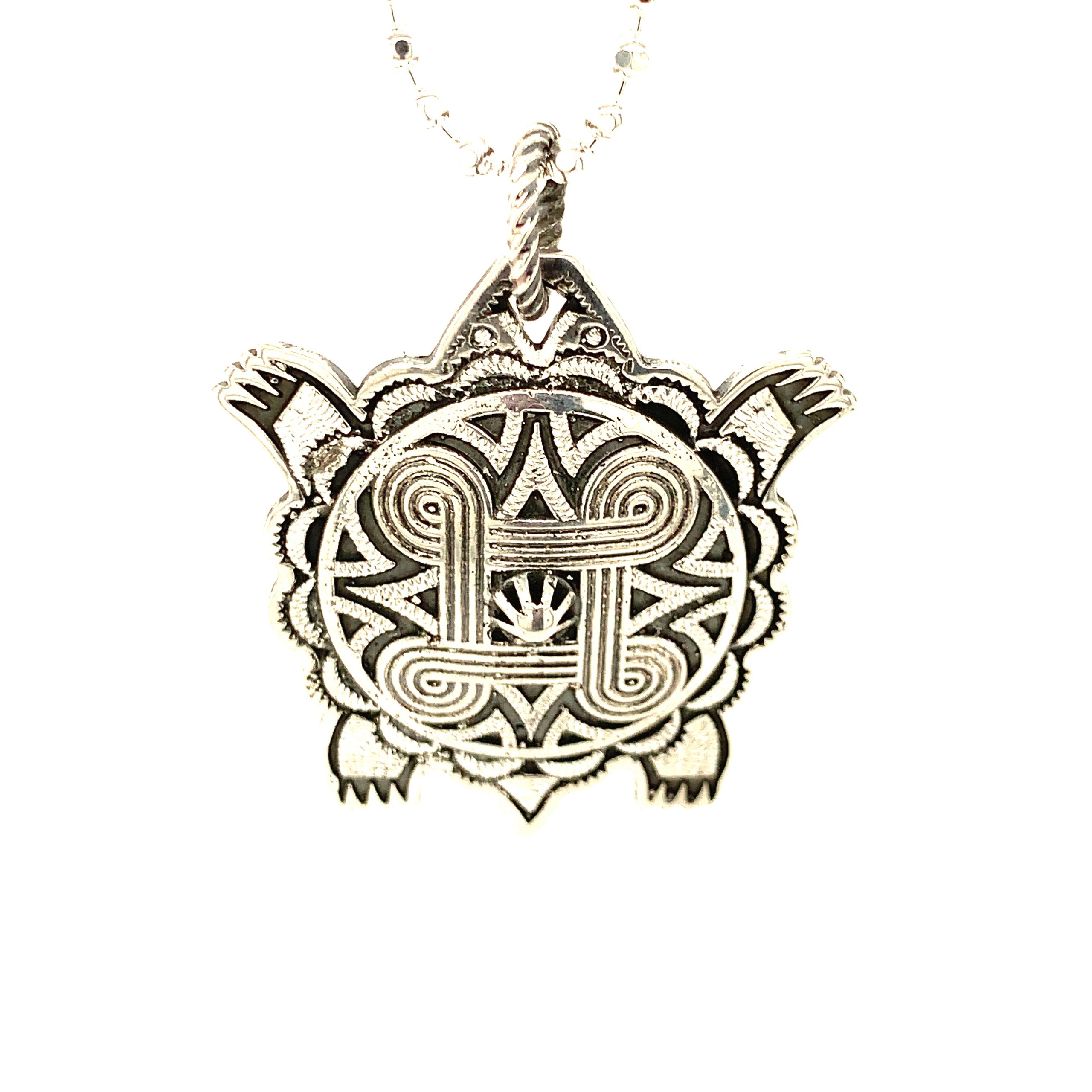 Large Silver Turtle Pendant "Mother Earth" | Kenneth Johnson Studio